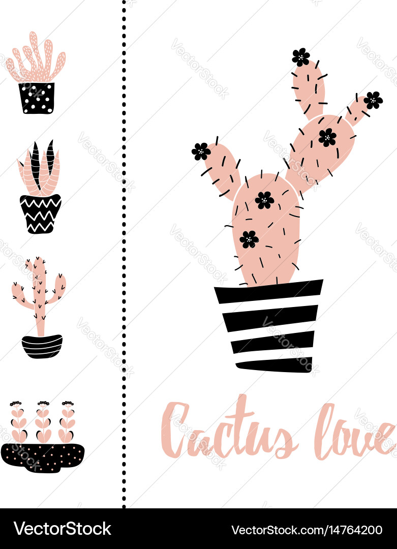 Cactus Love Set Royalty Free Vector Image - VectorStock
