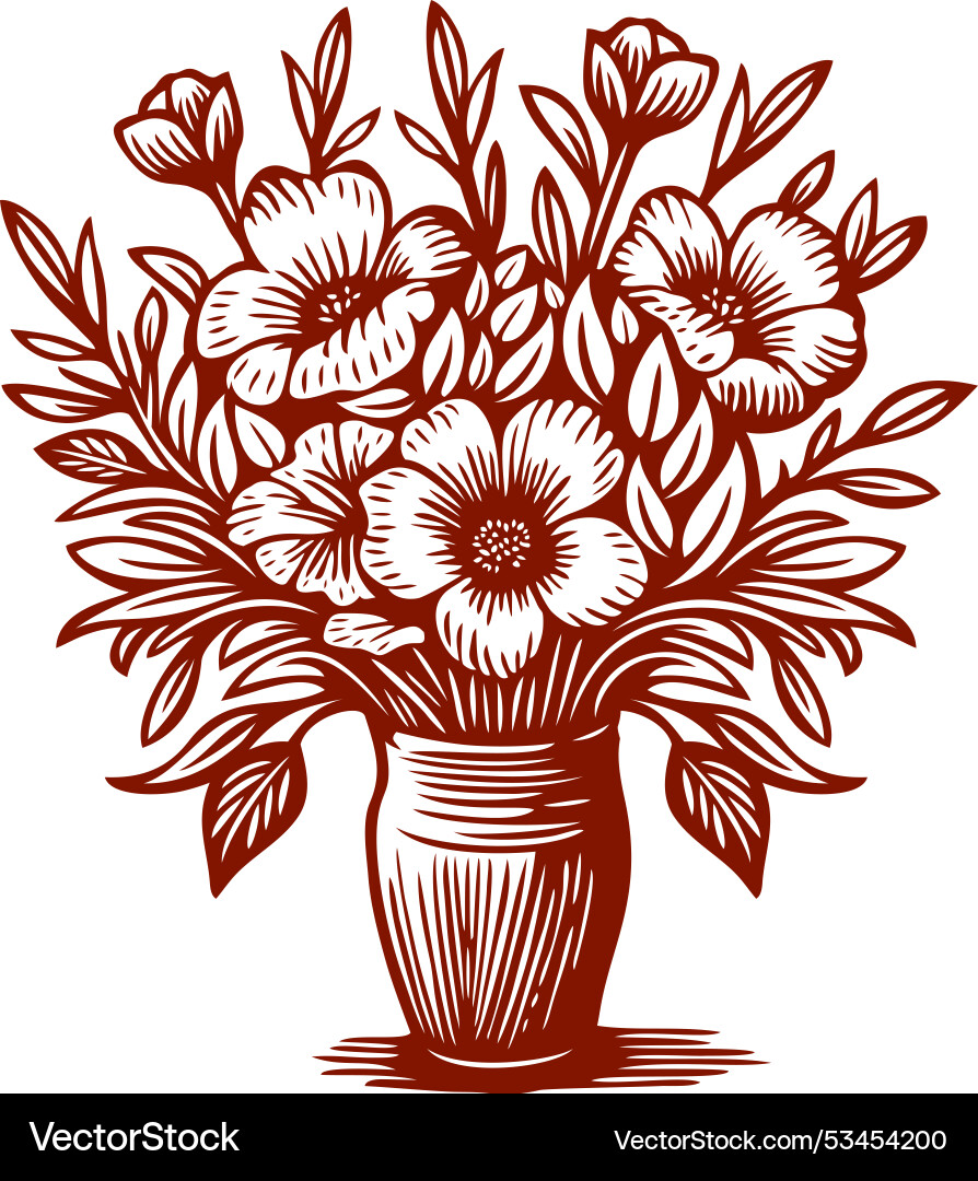Classic hand drawing vase flower Royalty Free Vector Image