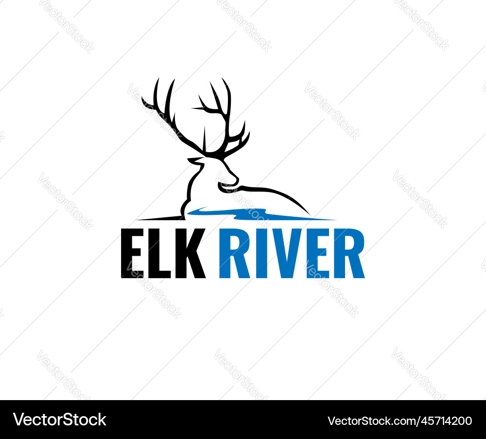 Elk river simple logo design template Royalty Free Vector