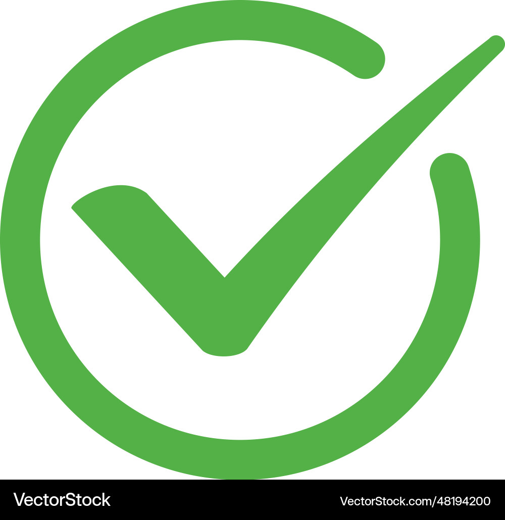 Green tick icon Royalty Free Vector Image - VectorStock