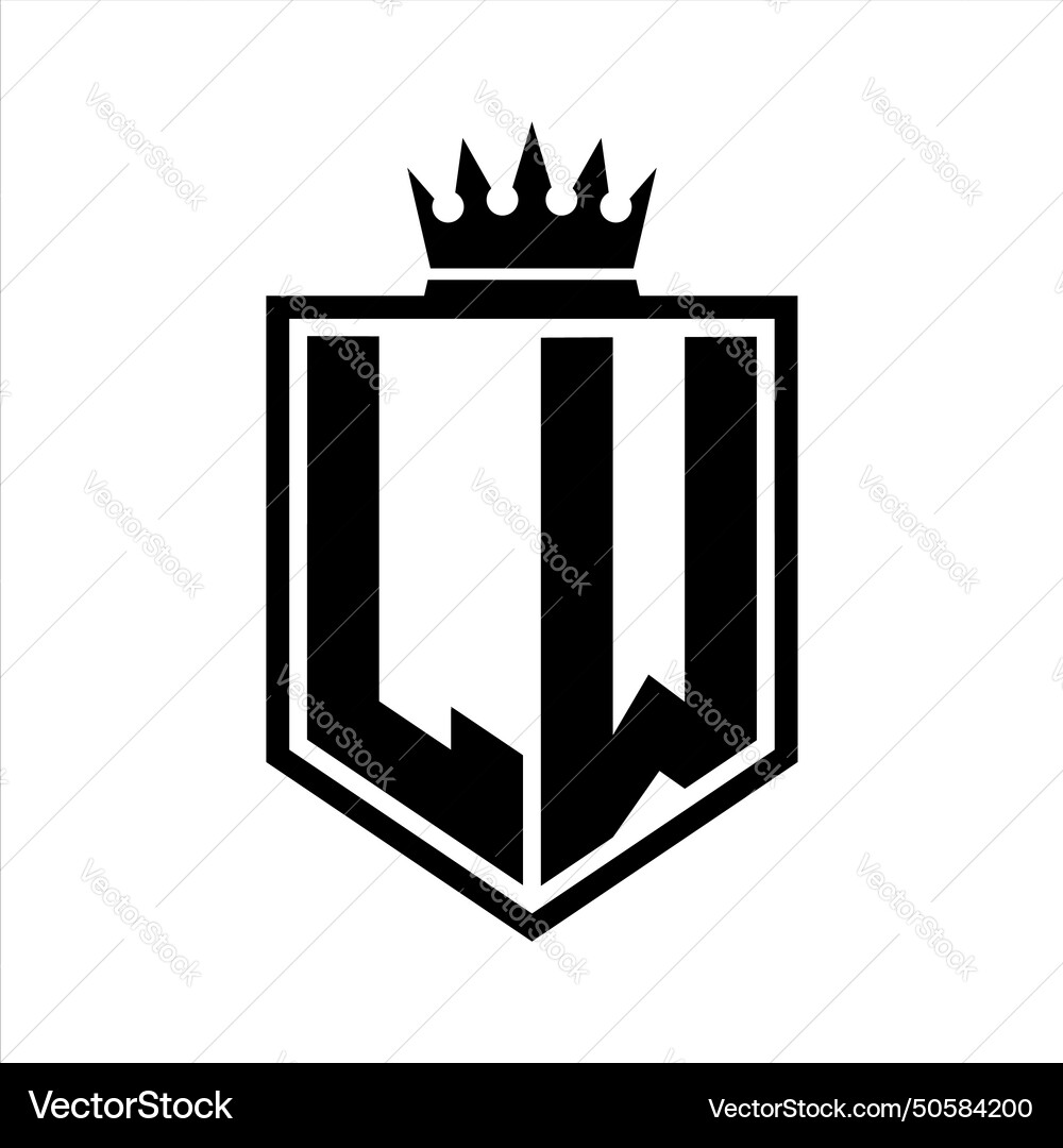 Lw logo monogram bold shield geometric shape Vector Image