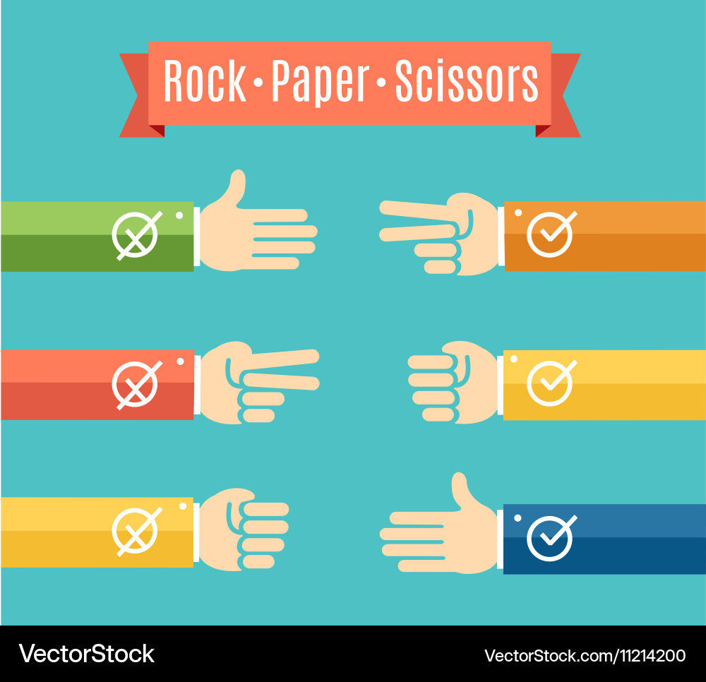 Rock paper scissor hand game Royalty Free Vector Image