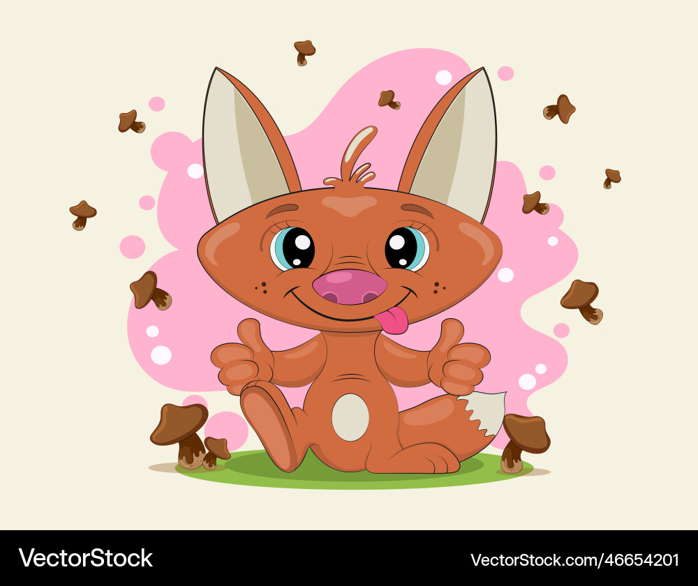 Cartoon little fox smiling cute childish Vector Image