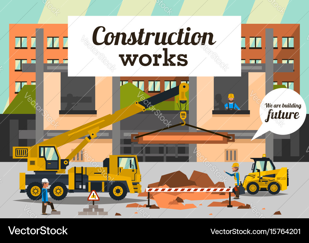 Construction works staff working Royalty Free Vector Image