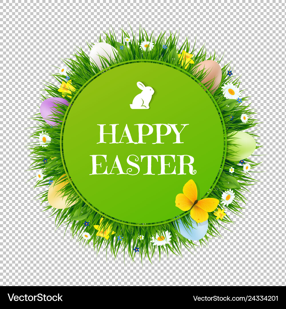 Happy easter postcard transparent background Vector Image