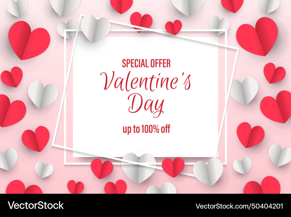 Happy valentines day background with paper cut Vector Image