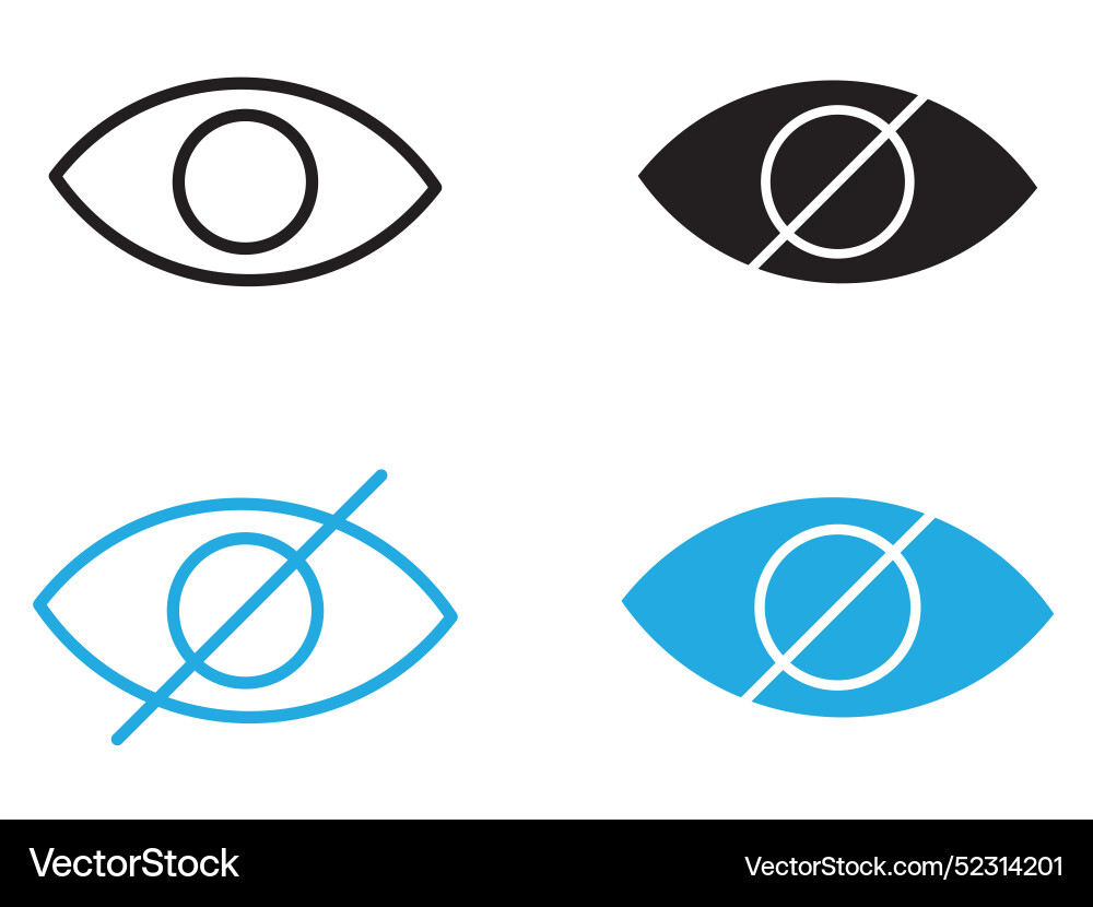 Hide icon black and white outline sign Royalty Free Vector