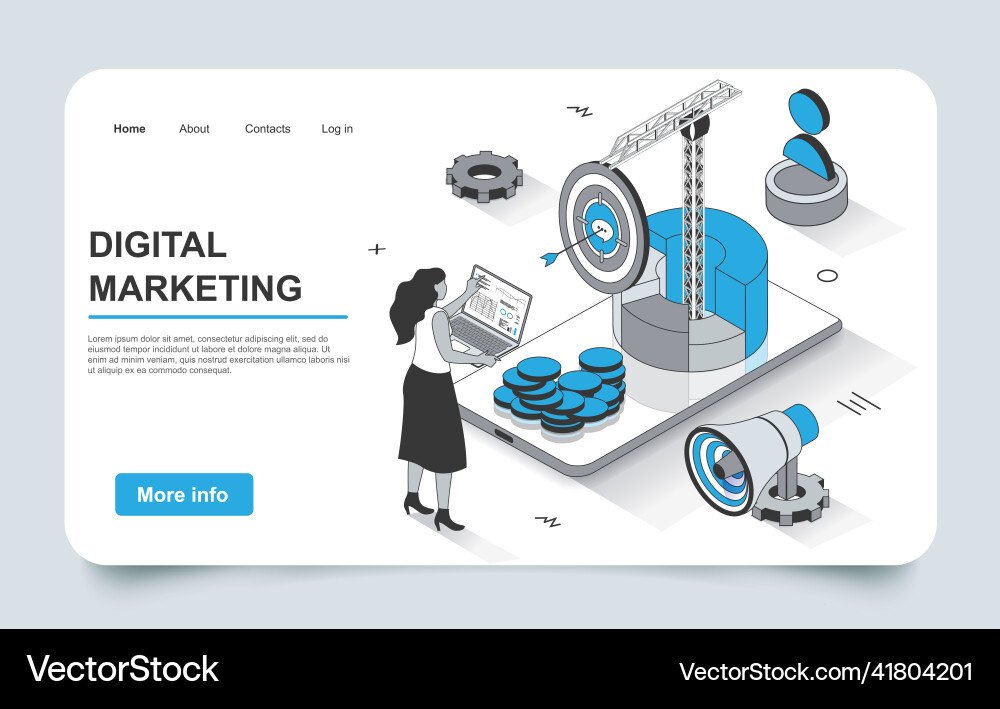 Marketing concept in 3d isometric Royalty Free Vector Image