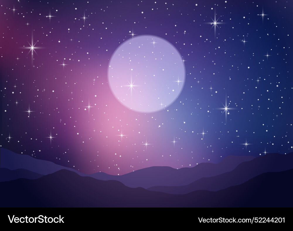Night landscape with starry sky design Royalty Free Vector