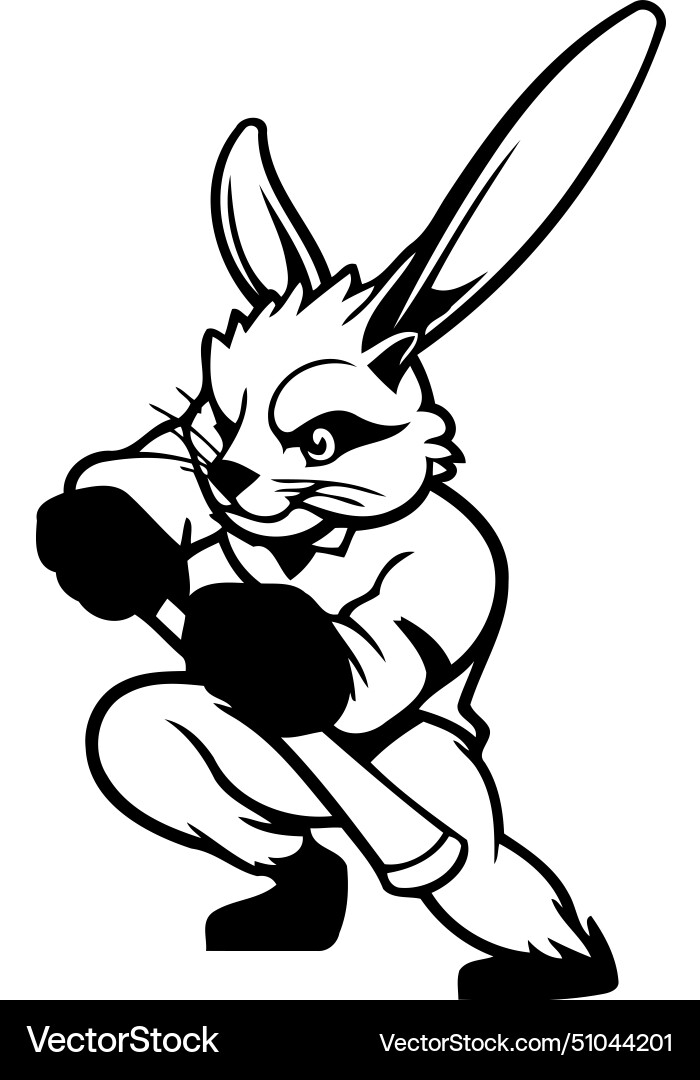 Rabbit baseball mascot isolated on white Vector Image