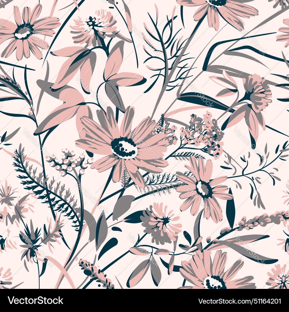 Seamless pattern with flowers Royalty Free Vector Image