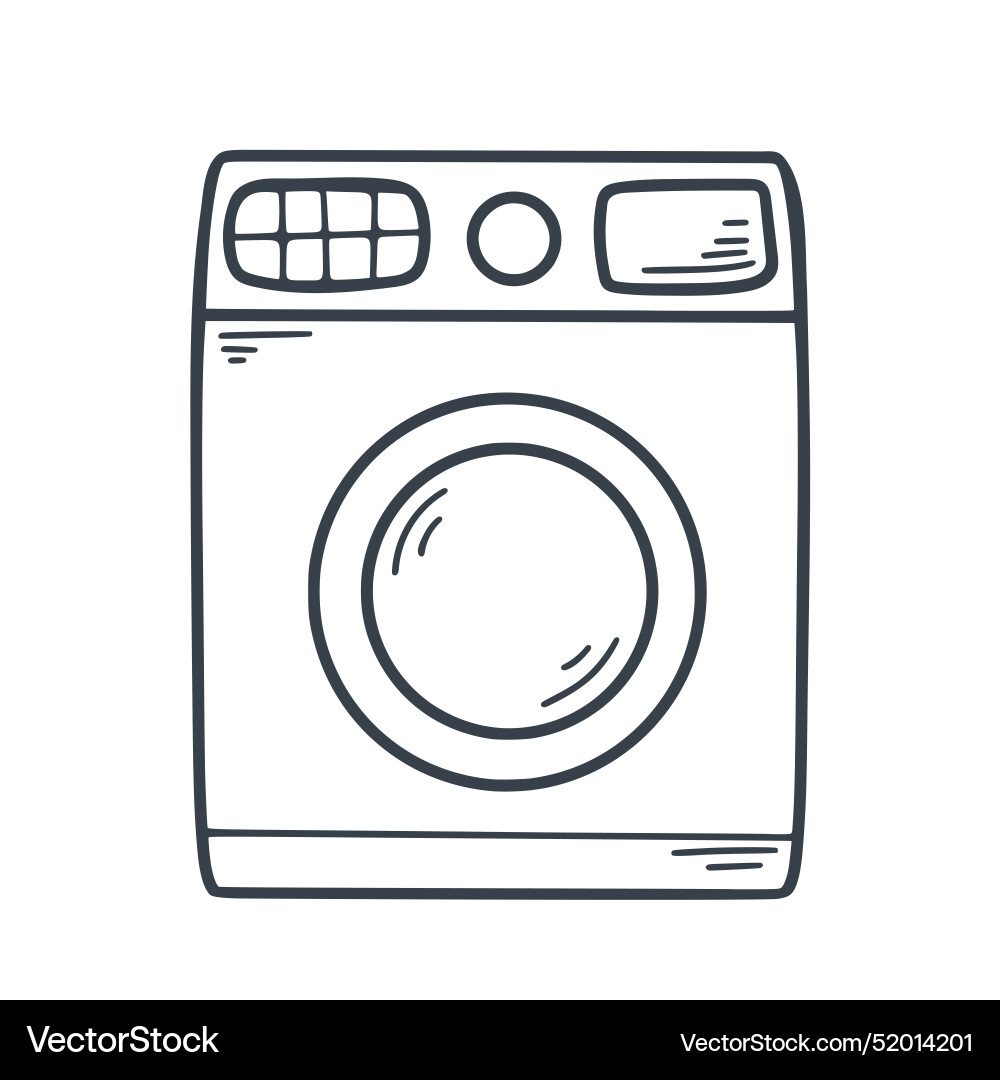 Washing machine doodle sketch style Royalty Free Vector