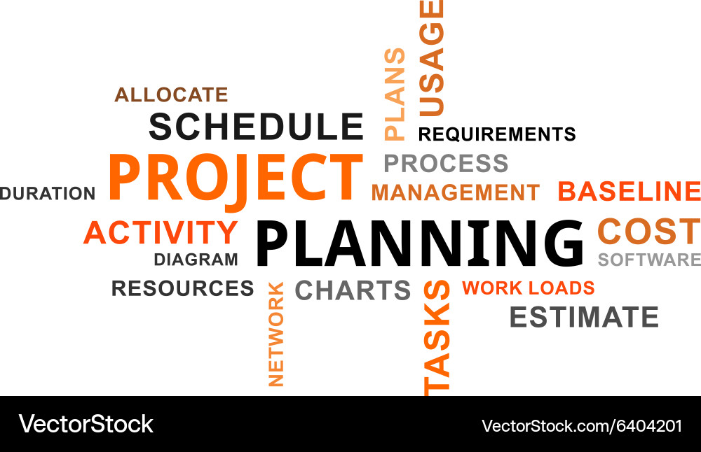 Word cloud project planning Royalty Free Vector Image