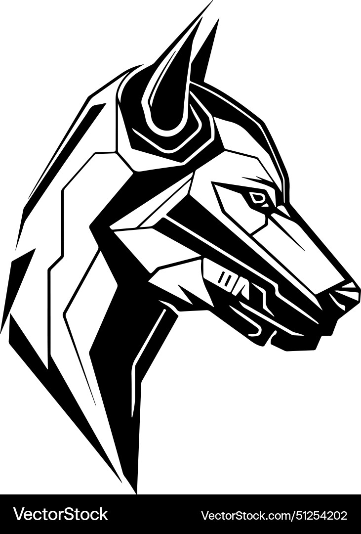 A dog with robotic head cyber logo Royalty Free Vector Image