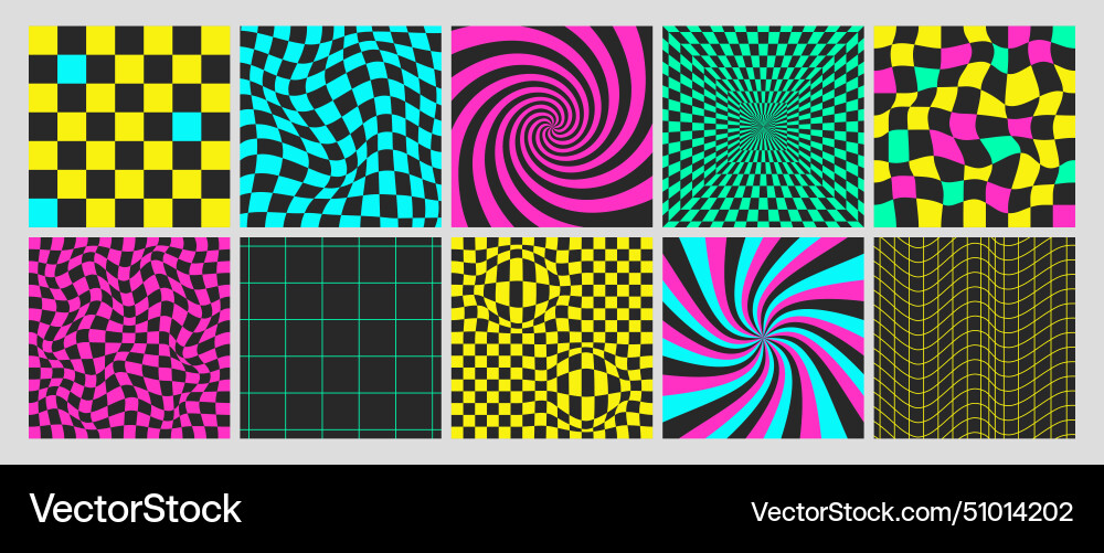 Acid psychedelic checkerboards with seamless Vector Image