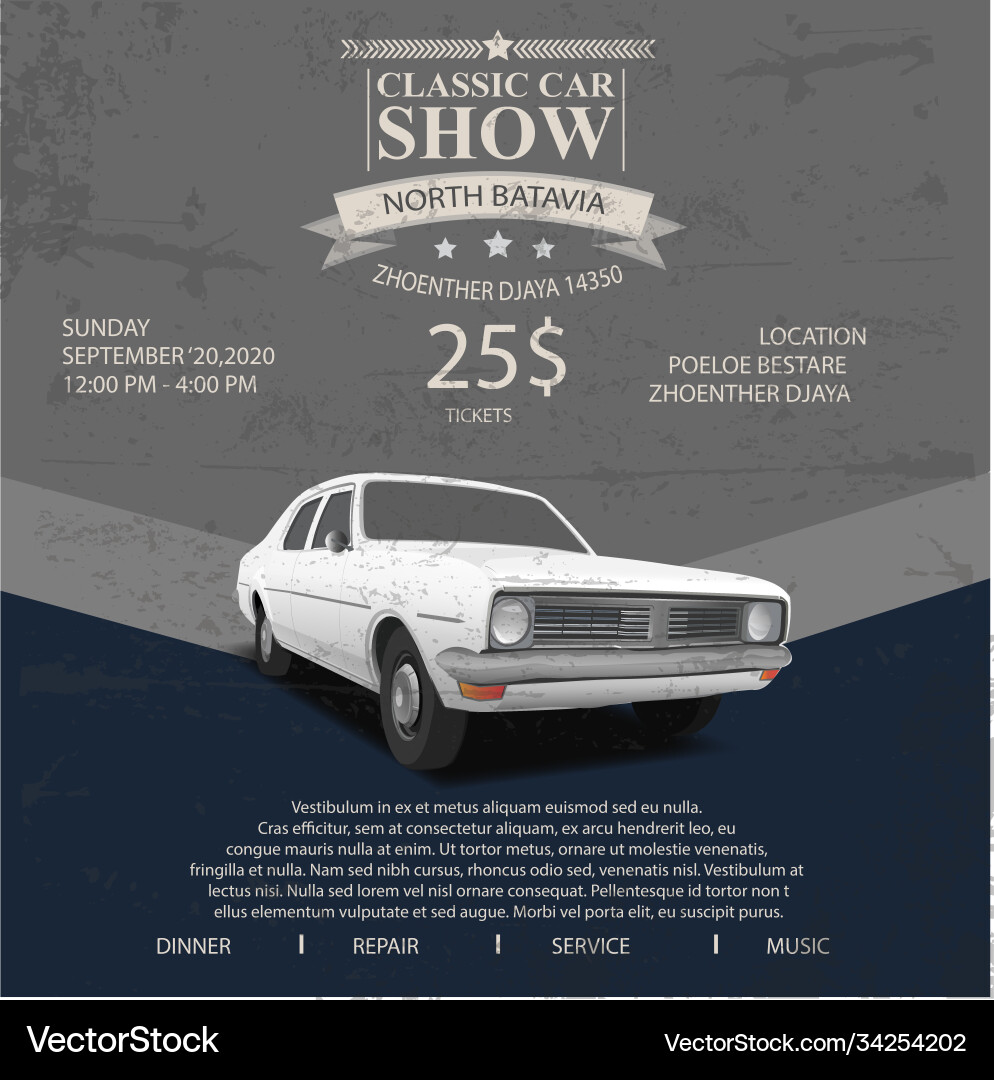 Classic car show Royalty Free Vector Image - VectorStock