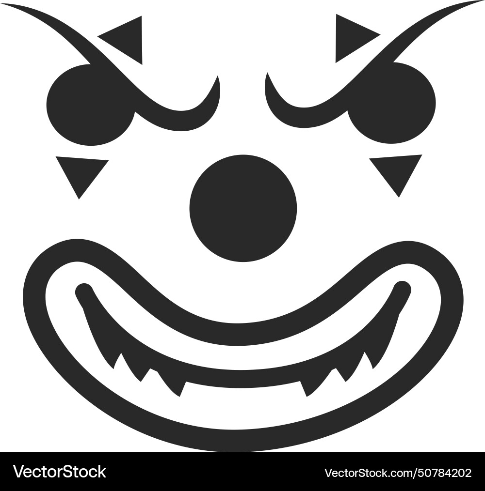 Evil clown face black horror character stencil Vector Image