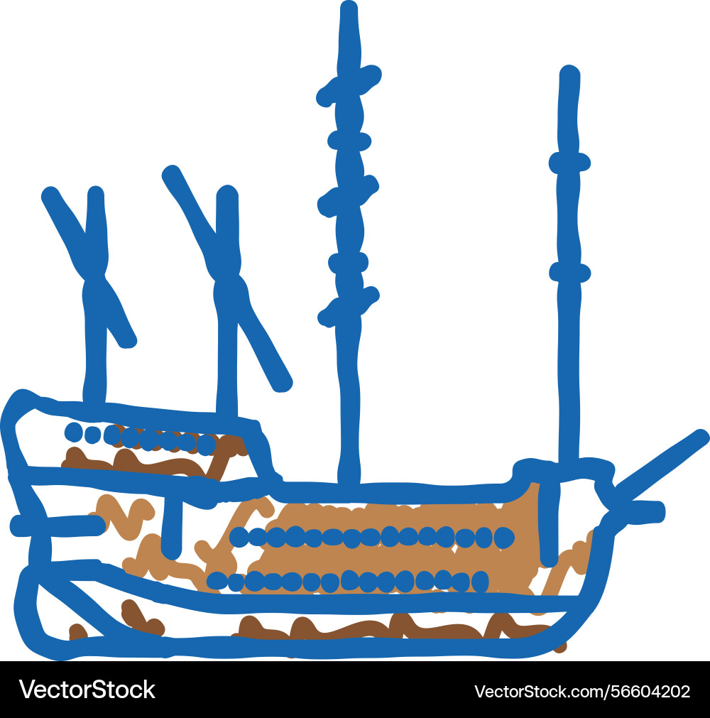 Galleon ancient ship icon doodle Royalty Free Vector Image