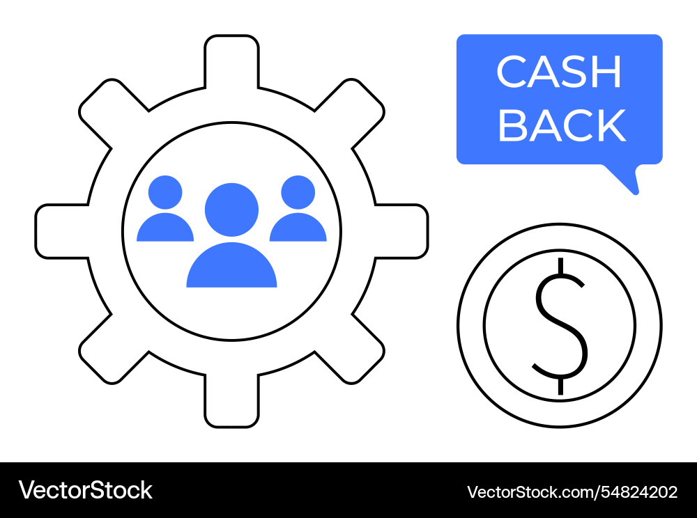 Getriebe mit Teamwork-Symbolen Dollar-Zeichen Vektorbild