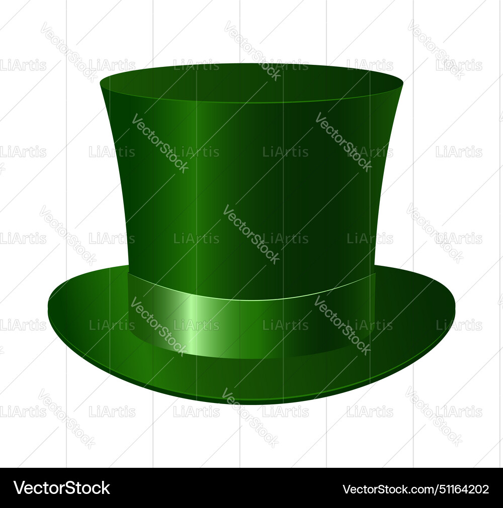 Green silk top hat Royalty Free Vector Image - VectorStock