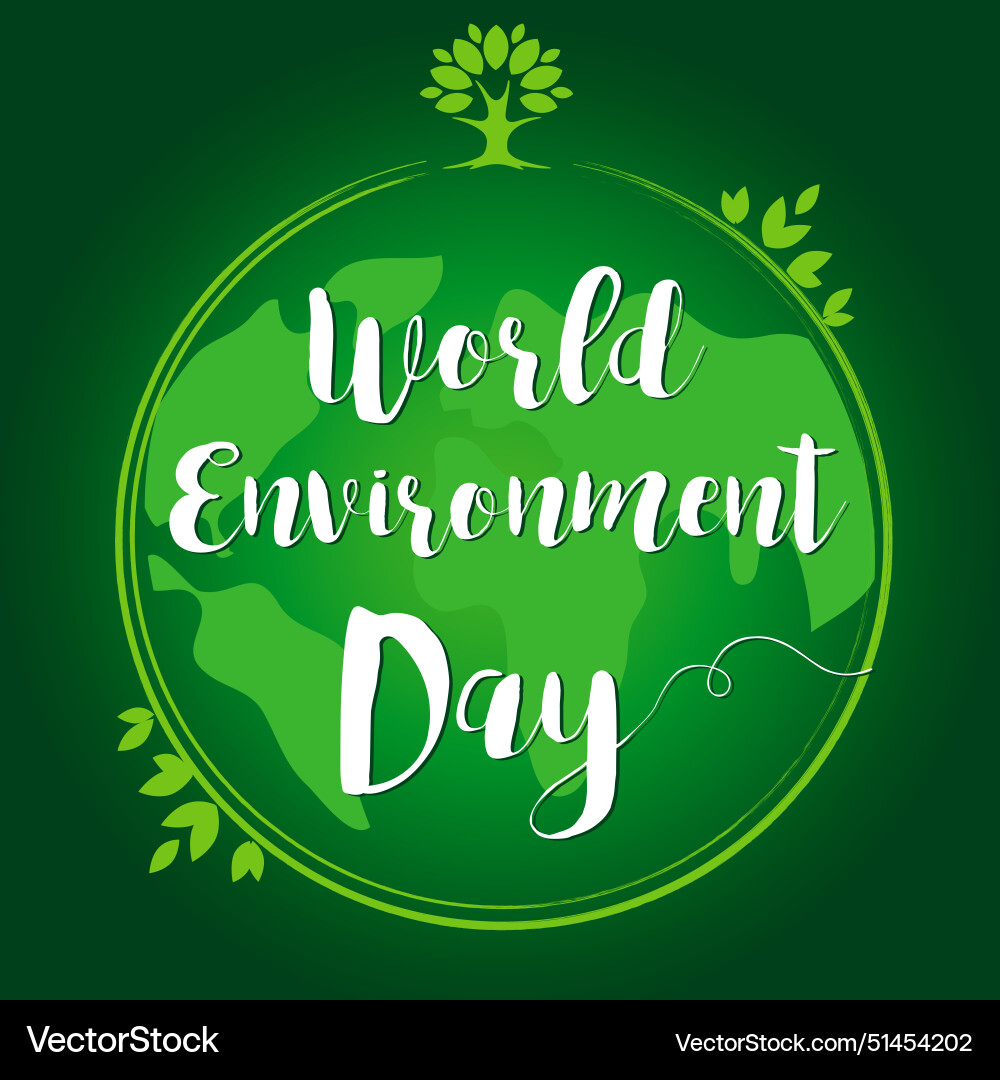 Happy earth day hand lettering globe leaf card Vector Image