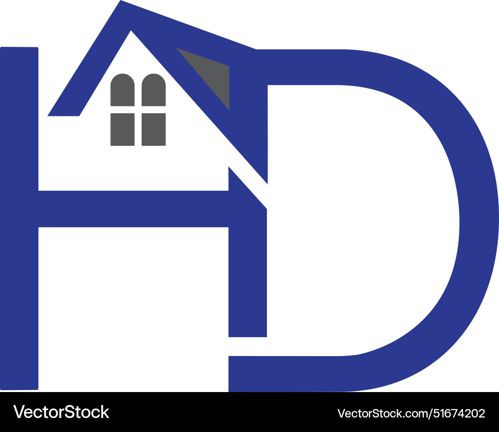 Hd real estate logo dh house Royalty Free Vector Image