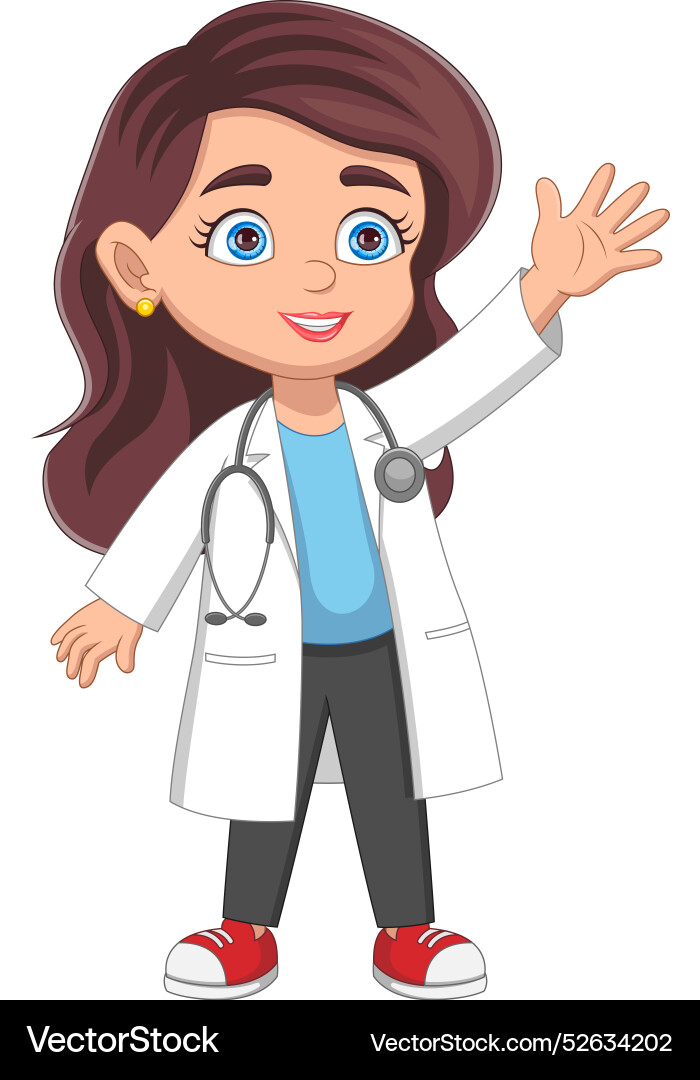 Young female doctor waving Royalty Free Vector Image