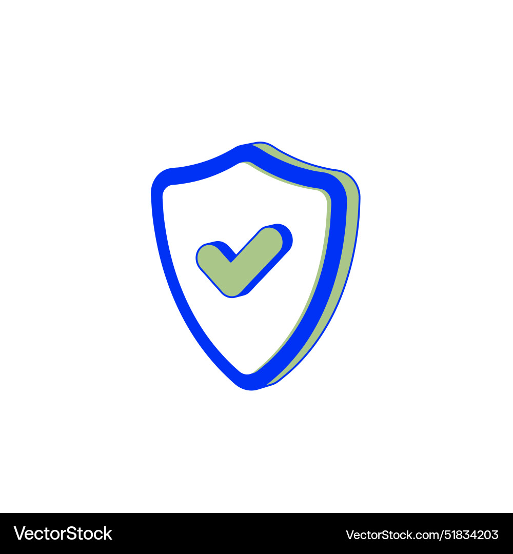 3d icon safety shield check mark symbol security Vector Image