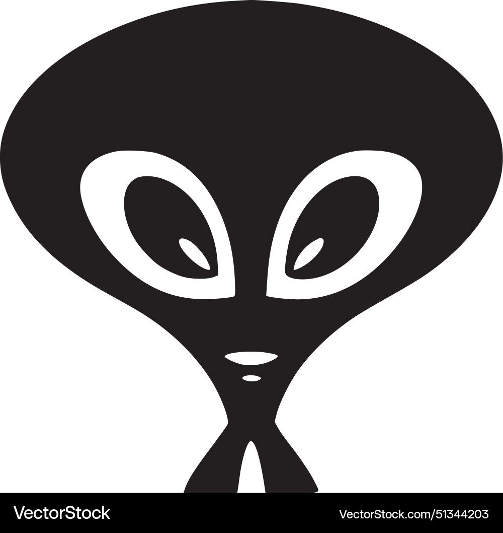 Alien - black and white Royalty Free Vector Image