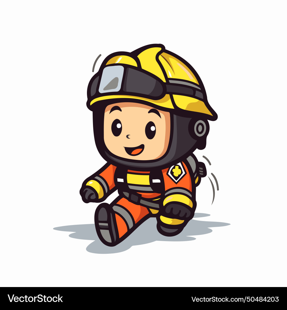 Cartoon firefighter with helmet on white Vector Image