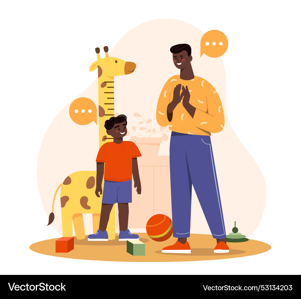 Child body measurement father with son Royalty Free Vector