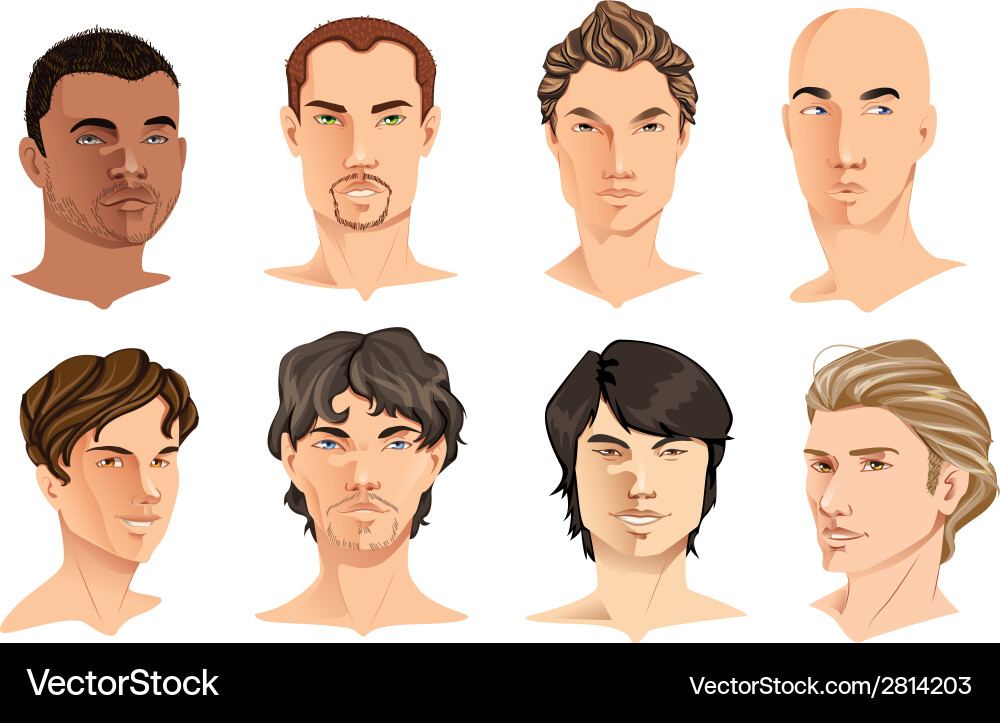 Diverse Male Portraits Royalty Free Vector Image