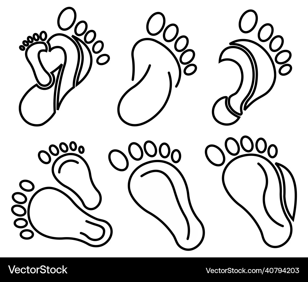 Left and right foot soles contour Royalty Free Vector Image