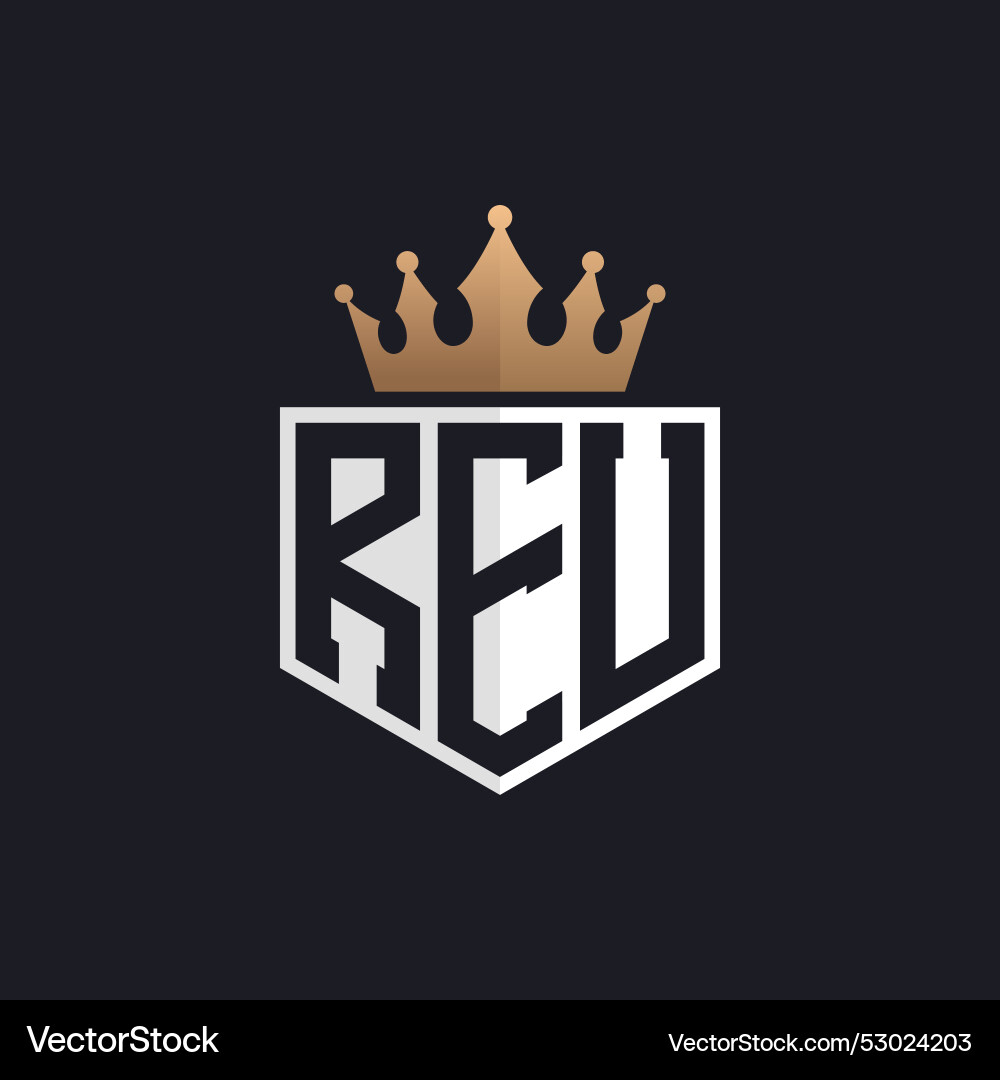 Luxury reu logo with crown elegant initials Vector Image