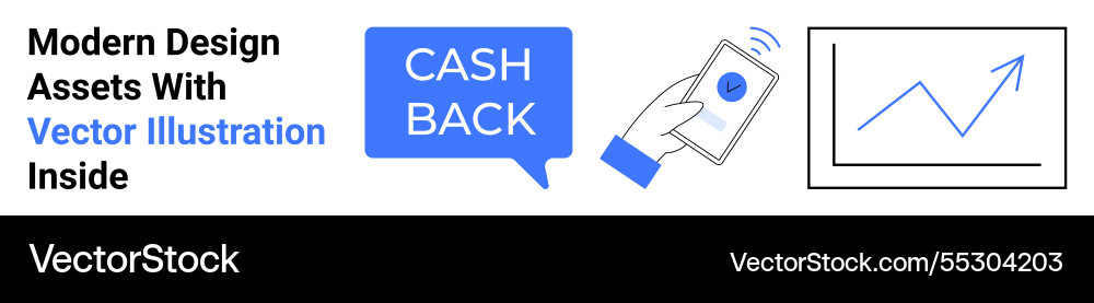 Mobile payment cashback with chart showing growth Vector Image