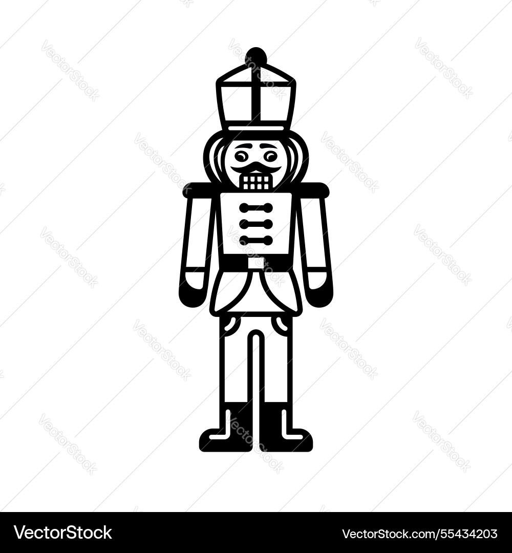 Nutcracker toy outline icon black Royalty Free Vector Image