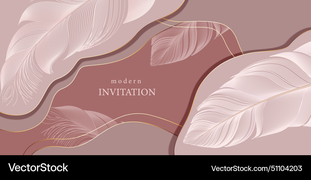 Pale feathers line art bird feather card Vector Image