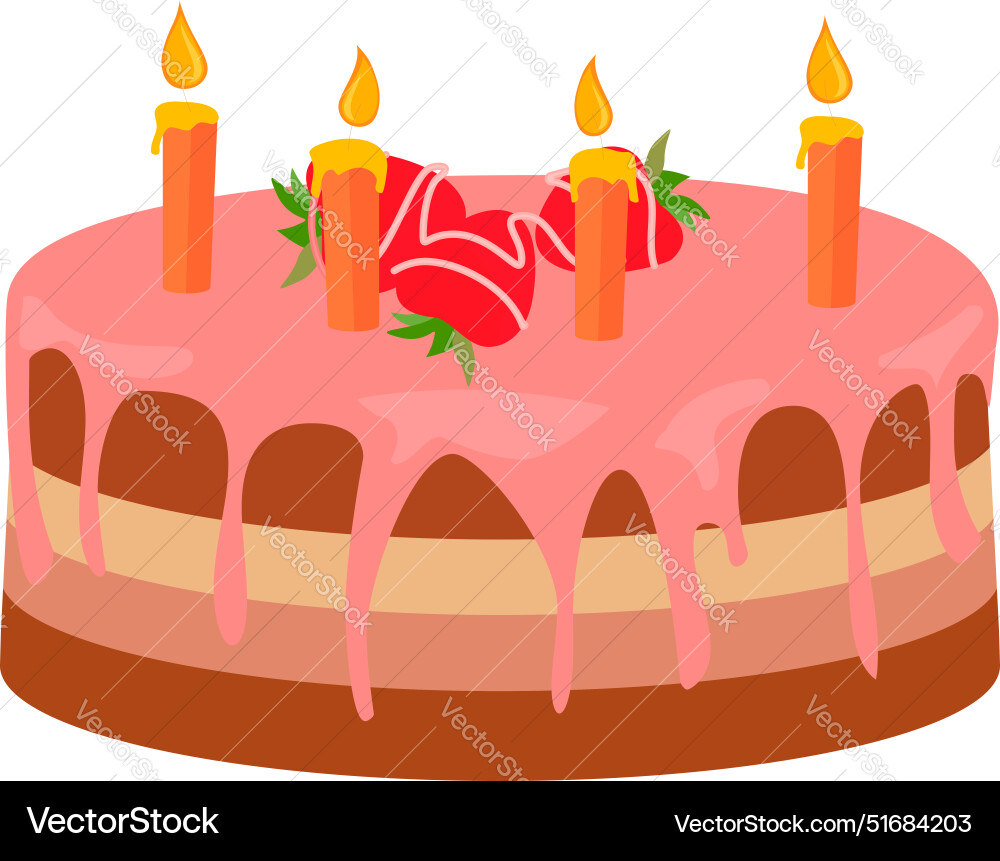 Pink cake with candles Royalty Free Vector Image
