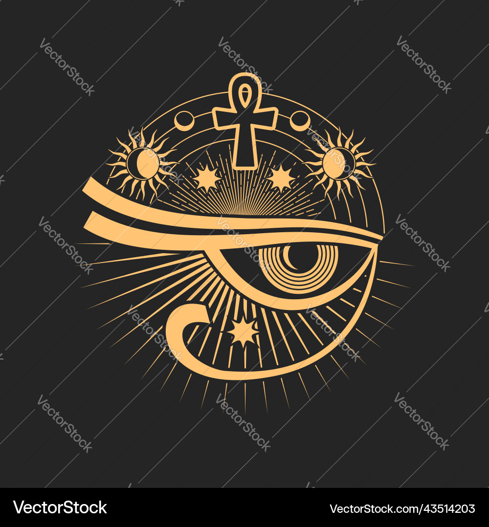 Rune alchemy sign with all seeing witchcraft eye Vector Image