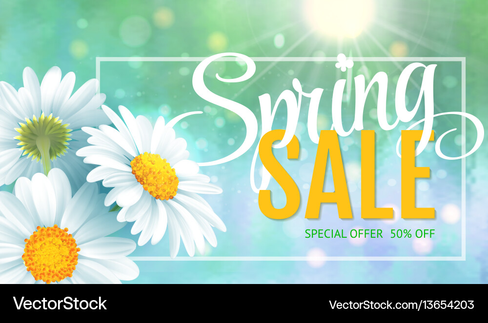 Spring sale concept summer background Royalty Free Vector