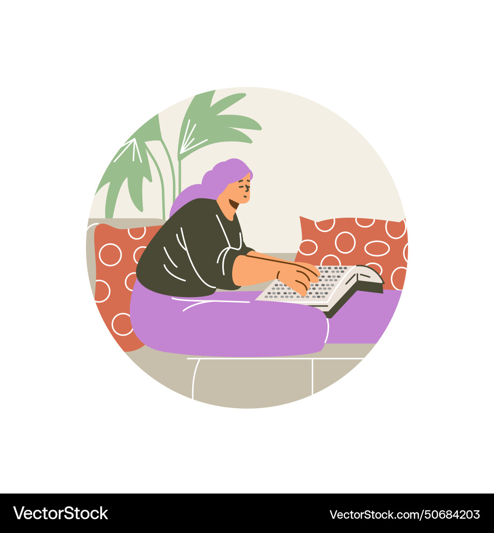 Woman hands tracing the points on pages reading Vector Image