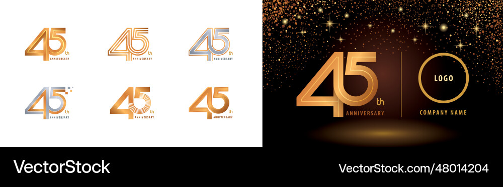 45th Anniversary Celebration Logo Set Royalty Free Vector