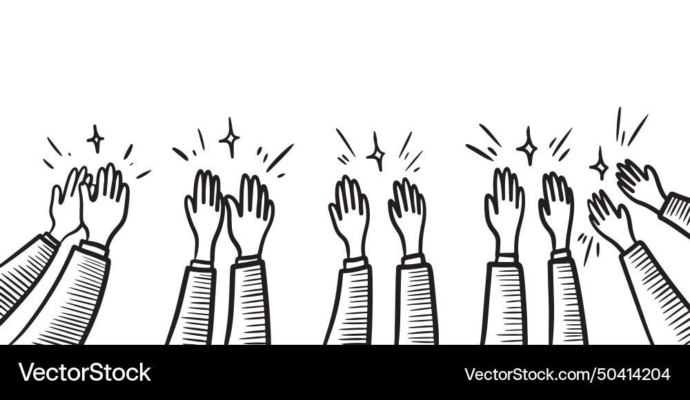 Applause hand draw doodle clapping ovation Vector Image