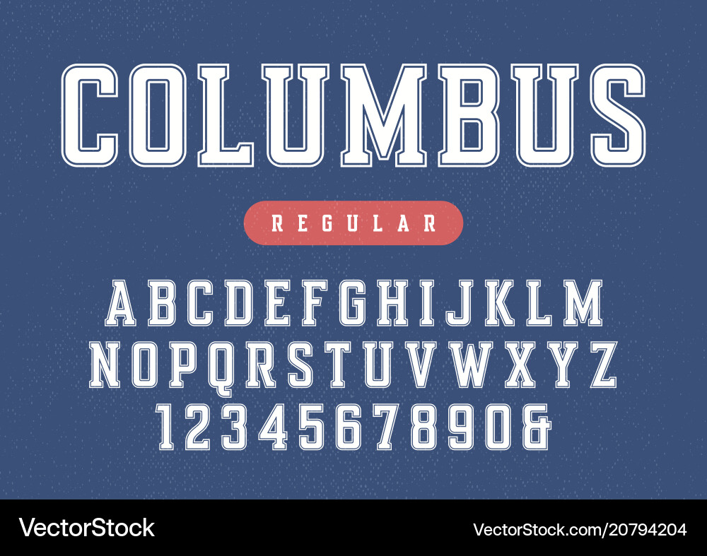 Columbus Condensed Retro Font Royalty Free Vector Image