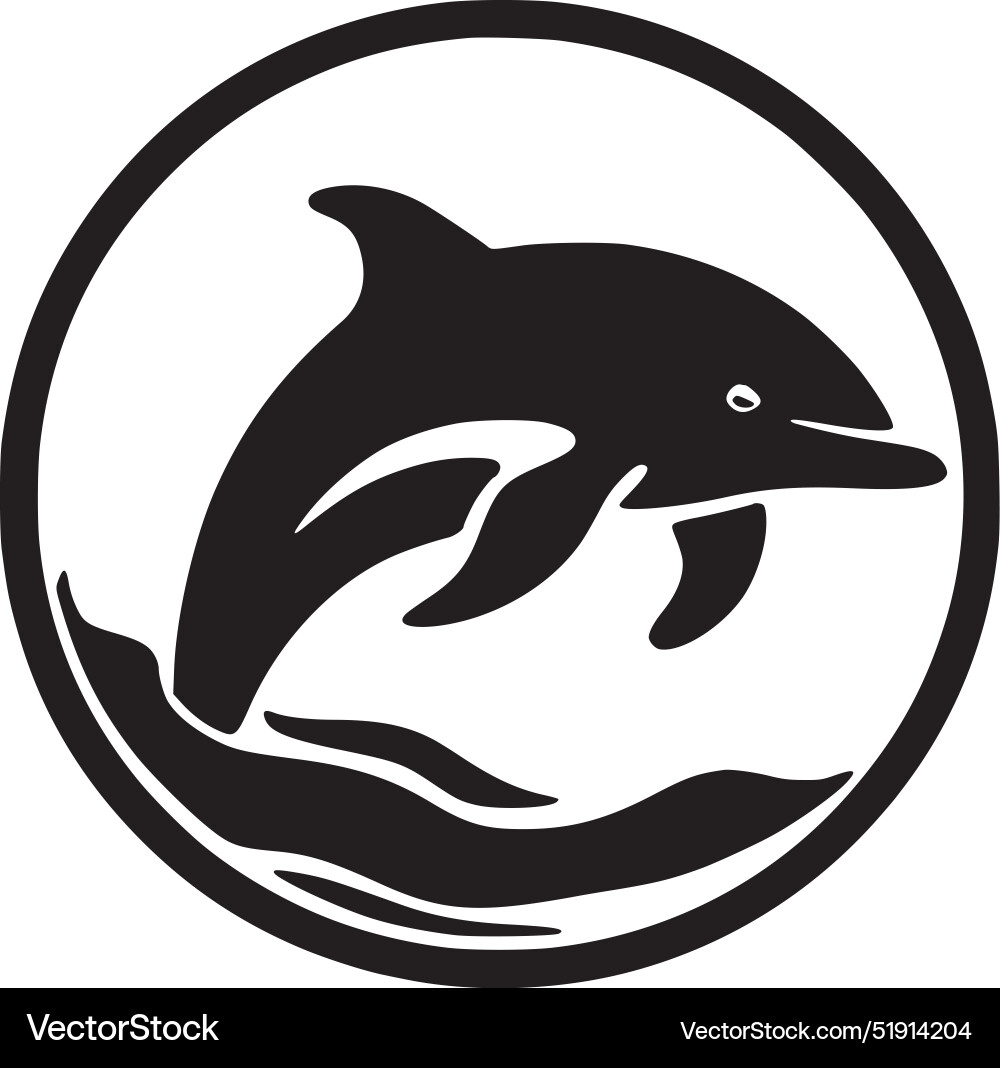 Dolphin - black and white Royalty Free Vector Image