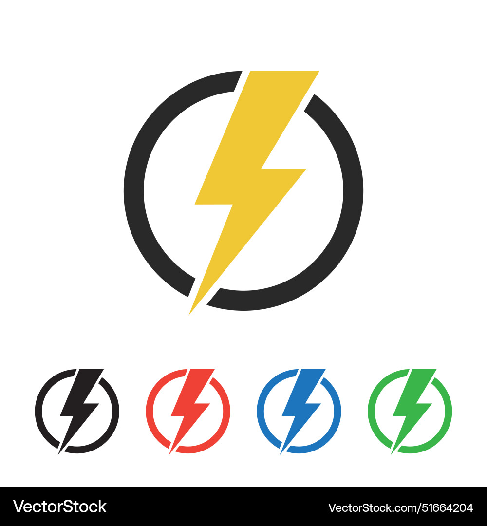 Electric icon set and lightning bolt flash Vector Image