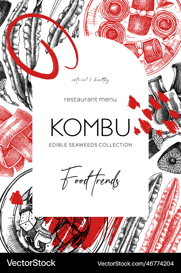 Hand-drawn kombu arc design in collage style Vector Image