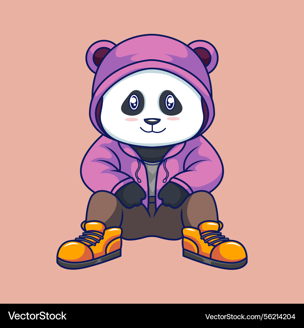 Hipster panda with hoodie Royalty Free Vector Image