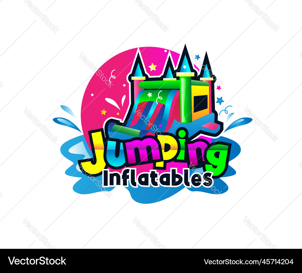 Inflatables bounce slide logo design template Vector Image
