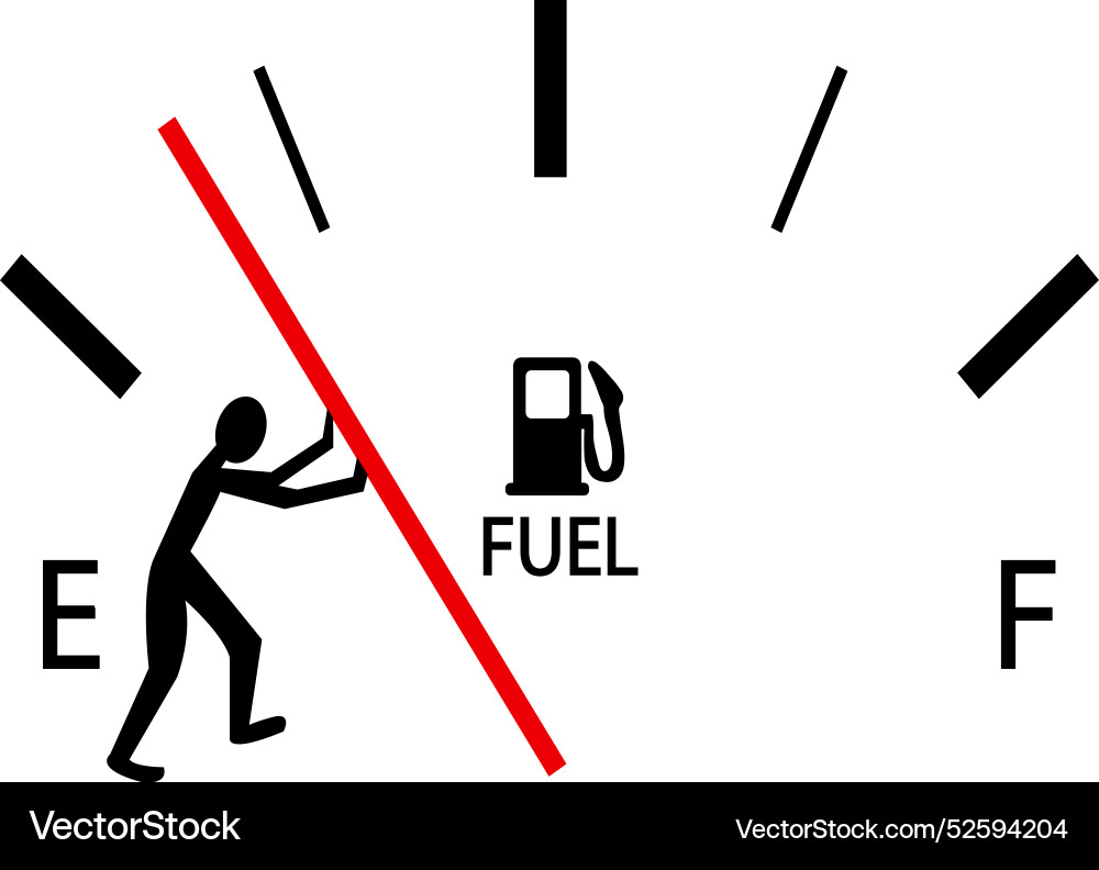 Low fuel fix humorous gauge art Royalty Free Vector Image